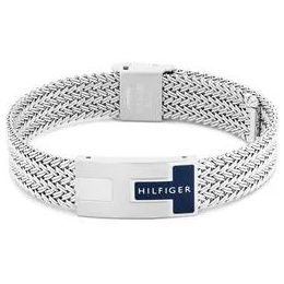 Edelstahlarmband Tommy Hilfiger "NAUTICAL MESH", edelstahlfarben, blau, Armb&auml;nder, Herren, 19cm, Edelstahl, Edelstahlarmband