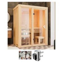 Sauna Karibu "Alani 1", natur, Saunaofen, integrierte Steuerung, 3,6 kW, Saunen, Ofen 3,6 kW intgr. Strg