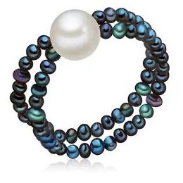 Perlenring Valero Pearls "VP827", blau, Fingerringe, Damen, onesize, Perlen, 6mm, Perlenring, mit S&uuml;&szlig;wasser-Zuchtperlen