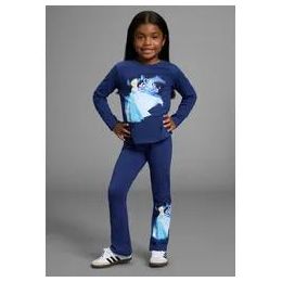 Langarmshirt & Leggings Kidsworld "FROZEN 2tlg Set: ELSA - Disney", M&auml;dchen, Gr. 140/146, marine, Single Jersey, Obermaterial: 100% Baumwolle. Obermaterial Hose: 95% Baumwolle, 5% Elasthan, bedruckt, KOB Set-Artikel, Disney ELSA Drucke