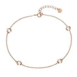 Glanzst&uuml;cke M&uuml;nchen Fu&szlig;kette GLANZST&Uuml;CKE M&Uuml;NCHEN "GSM481", rosa (ros&eacute;gold, wei&szlig;), Fu&szlig;ketten, Damen, Silber 925 (Sterlingsilber), aus Sterling Silber