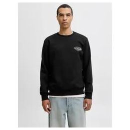 Jack & Jones Sweatshirt JACK & JONES "JJMAKOTO SWEAT CREW NECK", Herren, Gr. XL, schwarz (schwarz print:small print), angeraute Sweatware, Obermaterial: 80% Baumwolle, 20% Polyester, bedruckt, regular fit, Rundhals, Rippb&uuml;ndchen, Sweatshirts Sweatshirt