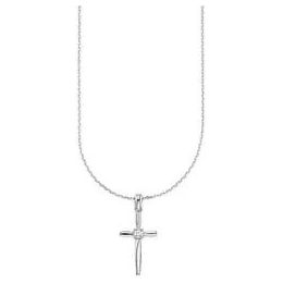 Kette mit Anh&auml;nger Bruno Banani "Schmuck Geschenk Silberkette mit Anh&auml;nger Kreuz", silberfarben, kristallwei&szlig;, Halsketten, Damen, Silber 925 (Sterlingsilber), L: 45 B: 1,1mm, mit Zirkonia (synth.), B:1,1mm
