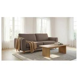 3-Sitzer OTTO HOME "Finnian", braun, B:212cm H:88cm T:90cm, 100% polyester, Sofas, 212 cm, Chenille, elegante Massivholzf&uuml;&szlig;e