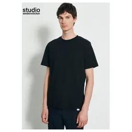 T-Shirt STUDIO SEIDENSTICKER "Studio", Herren, Gr. M, schwarz, 100% Baumwolle, unifarben, regular fit, Rundhals, Shirts T-Shirt, 1/2 Rundhals Uni