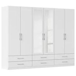 Kleiderschrank Rauch "Schrank Garderobe W&auml;scheschrank HERSBRUCK in 2 Breiten", alpinwei&szlig;, B:271cm H:210cm T:54cm, Holzwerkstoff, Schr&auml;nke, Kleiderschrank, mit 6 gro&szlig;z&uuml;gigen Schubladen sowie Spiegelt&uuml;ren MADE IN GERMANY, Topseller