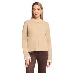 Strickjacke Betty Barclay "Damen mit Rei&szlig;verschluss", Damen, Gr. 38, beige, Strick, Obermaterial: 55% Polyester, 45% Polyamid, gerade normal, Rundhals, Strickjacken Strickjacke
