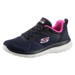 Berufsschuh Skechers "BOUNTIFUL - QUICK PATH", Damen, Gr. 38, blau (navy, pink), Lederimitat, Textil, Schuhe, Freizeitschuh, Halbschuh, Schn&uuml;rschuh mit gepolsterter Innensohle