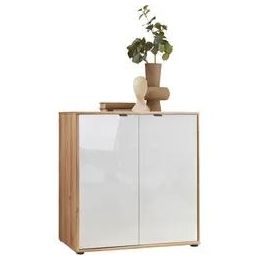Kommode Wiemann "Cardiff Sideboard, W&auml;scheschrank, teilmassiv Bianco-Eiche, 80 cm", braun, Bianco-Eiche,Front Glas wei&szlig;, Eiche, Sideboards, Kommode, verschiedenen Ausf&uuml;hrungen, inklusive Einlegeboden