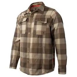 Karohemd HERO by John Medoox "Overshirt Workwear Arbeitshemd", Herren, Gr. M, US-Gr&ouml;&szlig;en, beige (sand check), angeraute Sweatware, 65% Polyester, 35% Viskose, regular fit, Hemden Karohemd, Arbeitshemd Funktionsqualit&auml;t f&uuml;r Herren