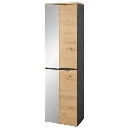 Garderobenschrank OTTO HOME "Bergen Garderobenschrank, 55/192/38 (B/H/T cm)", artisan eiche, graphit dekor, B:55cm H:192cm T:38cm, Holzwerkstoff, Metall, Schr&auml;nke, Garderobenschrank, 4 t&uuml;rig, Spiegel, Softclose, Kleiderstange