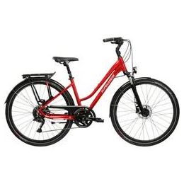 Trekkingrad KROSS "Damen-Trekkingrad 28" Trans 5.0 Rot 18 G&auml;nge" Gr. 48, rot, schwarz, Fahrr&auml;der, Damen, 48cm, 28 Zoll (71,12cm) hinten: 28 Zoll (71,12cm)