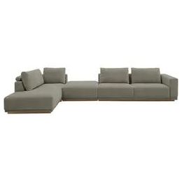 Wohnlandschaft Musterring, olive, B:395cm H:78cm T:202cm, 100% Polyester, Sofas, Wohnlandschaft, Anreihsofa mit Armlehne rechts, Eckteil links mit Kissen & Hocker