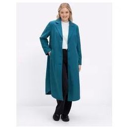 Wollmantel sheego, Damen, Gr. 50, topas, 90% Polyester, 10% Wolle, unifarben, unifarben mit Farbeinsatz, unifarben mit Farbeins&auml;tzen, M&auml;ntel