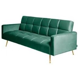 Schlafsofa Jahnke "CHILLAX POSH", opalgr&uuml;n, B:213cm H:85cm T:84cm, Sofas, Schlafsofa, mit Schlaffunktion, edler Samtstoff & F&uuml;&szlig;e im Gold-Look, Breite 213 cm