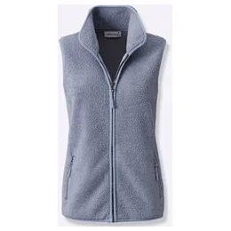 Fleeceweste Casual Looks, Damen, Gr. 52, blau (taubenblau), 100% Polyester, unifarben, Westen Fleeceweste