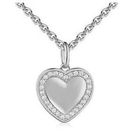 Kette mit Anh&auml;nger Firetti "Schmuck Geschenk Silber 925 Halsschmuck Ankerkette Herz", silberfarben, kristallwei&szlig;, Halsketten, Damen, Silber 925 (Sterlingsilber), L: 45 B: 1,1mm, Made in Germany - mit Zirkonia (synth.), B:1,1mm