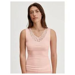Tanktop Calida "Silky Wool Joy", Damen, Gr. M (44/46), pearl blush, Obermaterial: 70% Schurwolle, 30% Seide, eng h&uuml;ftbedeckend, V-Ausschnitt, Tops Tanktop, mit Spitze, basic, eng, feminin, Wollmix