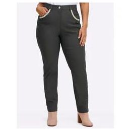 Webhose sheego, Damen, Gr. 40, Normalgr&ouml;&szlig;en, graphit, 78% Viskose, 19% Polyamid, 3% Elasthan, unifarben, Hosen