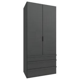 Faltt&uuml;renschrank wimex "Oxford by fresh to go, in der Breite 100cm, in 2 H&ouml;hen erh&auml;ltlich", grau (grafit), Schr&auml;nke, Grafit, B/H/T: 100cm x 236cm x 58cm, Schubladen: 3 Stk. T&uuml;ren: 2 Stk. ohne Spiegel, Holzwerkstoff, mit hochwertigen Faltt&uuml;ren f&uuml;r den perfekten &Uuml;berblick, B:100cm H:236cm T:58cm