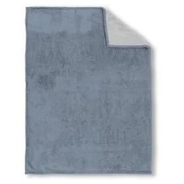 Tagesdecke Biberna "Tagesdecke Sherpa", taubenblau, B:150cm L:200cm, Polyester, Tagesdecken, Kuscheldecke, superweiche + warme Sherpa Wende-Decke