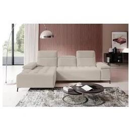 Ecksofa WERK2 "Focus-S, inkl. elektr. Sitzvorzug, manuelle Kopfteilverstellung", natur, B:277cm H:82cm T:177cm, 100% Polyester, Sofas, Ecksofa, elektr. Sitztiefenverstellung, flexible Kopfst&uuml;tzen, 12cm F&uuml;&szlig;e, L-Form