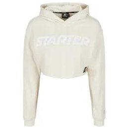 Rundhalspullover STARTER Black Label "Starter Black Label Damen Ladies Starter Cropped Hoody", Damen, Gr. XS, palewei&szlig;, 65% Baumwolle, 35% Polyester, unifarben, oversize, ohne Ausschnitt, Pullover Rundhalspullover