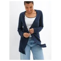 Strickjacke bonprix, Damen, Gr. 40/42 (M), blau (dunkelblau), Obermaterial: 100% Baumwolle, loose fit, Strickjacken Strickjacke, lockere Passform, Slub-Strick, Casual Stil, aus Baumwolle