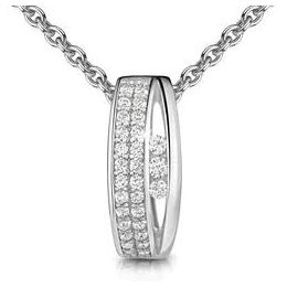 Kette mit Anh&auml;nger Firetti "Schmuck Geschenk Silber 925 Halsschmuck Halskette Ankerkette", silberfarben, kristallwei&szlig;, Halsketten, Damen, Silber 925 (Sterlingsilber), L: 45 B: 1,1mm, Made in Germany - mit Zirkonia (synth.), B:1,1mm