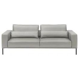 3-Sitzer Musterring "JustBPM100, 242 cm breit, aus hochwertigem Leder", light grau, B:242cm H:88cm T:107cm, 100% Leder, Sofas, XL-Sofa, wahlweise mit Nierenkissen und mot. Sitzauszug, Fu&szlig; schwarz