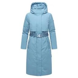 Wintermantel Navahoo "Waldbummler 14", Damen, Gr. XL (42), hellblau, Obermaterial: 100% Polyester. Innenfutter: 100% Polyester. Wattierung: 100% Polyester. &Auml;rmelfutter: 100% Polyester, tailliert knielang, hoch geschlossener Ausschnitt, &Auml;rmel ohne &Auml;rmelschlitz Rippstrickb&uuml;ndchen, M&auml;ntel Wintermantel, Wasserabweisender Winterparka mit Kapuze und Tailleng&uuml;rtel