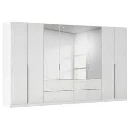 Dreht&uuml;renschrank OTTO HOME "Kleiderschrank Kleiderschr&auml;nke Schrank Garderobe AGORDO mit Glasfront", wei&szlig; (alpinwei&szlig;, glas kristallwei&szlig;), B:360cm H:229cm T:54cm, Holzwerkstoff, Schr&auml;nke, Dreht&uuml;renschrank, mit Au&szlig;enschubk&auml;sten, in 7 Breiten und 2 H&ouml;hen MADE IN GERMANY