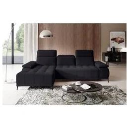 Ecksofa WERK2 "Focus-S, inkl. elektr. Sitzvorzug, manuelle Kopfteilverstellung", anthrazit, B:277cm H:82cm T:177cm, 92% Polyester, 8% Nylon, Sofas, Ecksofa, elektr. Sitztiefenverstellung, flexible Kopfst&uuml;tzen, 12cm F&uuml;&szlig;e, L-Form, Topseller