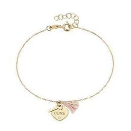 Armband Luigi Merano "mit Herz, Schl&uuml;ssel & Quaste, Gold 375", gold, Armb&auml;nder, Damen, 18cm, Gelbgold 375, Armband