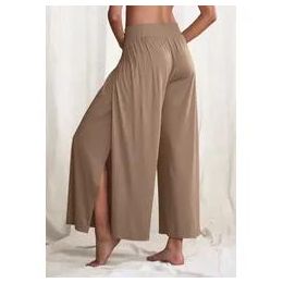Haremshose Lascana, Damen, Gr. 40/42, N-Gr, beige (taupe), Single Jersey, Obermaterial: 93% Polyester, 7% Elasthan, unifarben, Hosen Haremshose, mit &uuml;berlappenden Seitenn&auml;hten