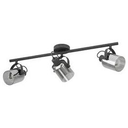 Eglo Deckenspot "BERREGAS Spotlampe - Stahl - E27 - 3X40W - IP20", schwarz, chrom, 3, H: 24cm, 1 Stk., Leuchten, Wandleuchte, Wandspot, schwenkbar, Strahler, L77,5 x B11 x H24 cm, Deckenspot