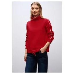 Sweatshirt Street One, Damen, Gr. 42, racing rot, Sweatware, 60% Baumwolle, 40% Polyester, unifarben, comfort fit, U-Boot-Ausschnitt, elastischer Bund, Sweatshirts Sweatshirt, mit Stehkragen