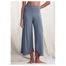 Culotte Lascana, Damen, Gr. 40/42, N-Gr, blau (jeans), Obermaterial: 93% Polyester, 7% Elasthan, Basic, Hosen Culotte, mit gerundetem Beinsaum in weich flie&szlig;ender Qualit&auml;t