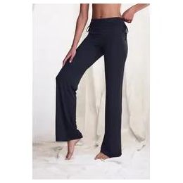 Jazzpants Lascana, Damen, Gr. 32/34, N-Gr, blau (schwarz), Single Jersey, Obermaterial: 93% Polyester, 7% Elasthan, unifarben, Basic, lang, Hosen, mit Umschlagbund zum Raffen