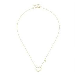 Goldkette Luigi Merano "mit zwei Herzen, Gold 375", gold, Halsketten, Damen, 45cm, Gelbgold 375, Goldkette