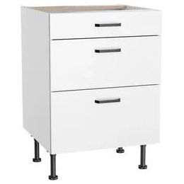 Unterschrank KOCHSTATION "KS-Paula", wei&szlig; matt, wei&szlig;, B:60cm H:87cm T:58,4cm, Schr&auml;nke, Unterschrank, 60 cm breit, 87 cm hoch, mit 1 Schubkasten, 2 Ausz&uuml;gen