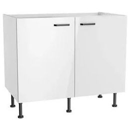 Sp&uuml;lenschrank KOCHSTATION "KS-Paula", wei&szlig; glanz, wei&szlig;, B:100cm H:87cm T:58,4cm, Schr&auml;nke, Sp&uuml;lenschrank, 100 cm breit, 87 cm hoch, mit 1 T&uuml;r