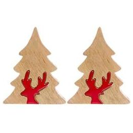Dekobaum "Deko Puzzle Baum, mit Rentier", rot (natur, rot), B:14cm H:17cm T:3cm, Holzwerkstoff, MyFlair M&Ouml;BEL & ACCESSOIRES, Dekofiguren, Weihnachtsdeko aus Holz, Weihnachtsbaum, H&ouml;he ca. 17 cm