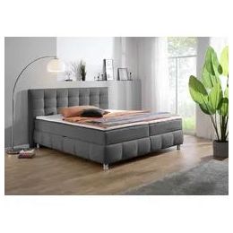 Boxbett Home Affaire "Marvao inkl. Bettkasten und Topper", anthrazit, B:214cm L:210cm, Komplettbetten, Boxbett mit Bettkasten, inkl. Topper
