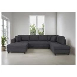 Wohnlandschaft TRENDS BY HG "Moritz, U-Form", d505 enjoy new 24 grafite,, B:324cm H:86cm T:178cm, 92% Polyester;8% Nylon, Sofas, Wohnlandschaft, inkl. Bettfunktion und Bettkasten, inkl. 2 Zierkissen, Topseller