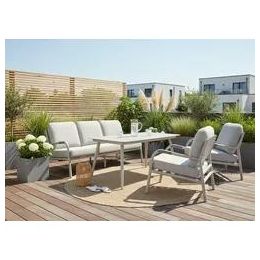 Gartenlounge-Set Konifera "Fernando", beige, beige, Aluminium, Wicker/Kunststoffgeflecht, Sitzm&ouml;bel-Sets, bestehend aus 2 Sesseln, 1 Sofa, 1 Tisch und Sitzauflagen