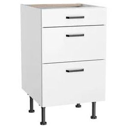 Unterschrank KOCHSTATION "KS-Paula", wei&szlig; matt, wei&szlig;, B:50cm H:87cm T:58,4cm, Schr&auml;nke, Unterschrank