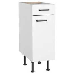 Unterschrank KOCHSTATION "KS-Paula", wei&szlig; matt, wei&szlig;, B:30cm H:87cm T:58,4cm, Schr&auml;nke, Unterschrank, 30 cm breit, 87 cm hoch, mit 1 Schubkasten, 1 T&uuml;r, 1 Einlegeboden