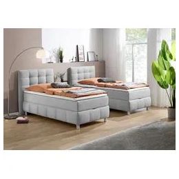 Boxbett Home Affaire "Marvao inkl. Bettkasten und Topper", hellgrau, B:104cm L:210cm, Komplettbetten, wahlweise mit Bonnell- oder TTFK-Matratze in H2, H3 o. H4 erh&auml;ltlich
