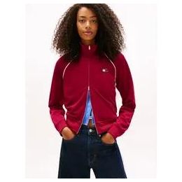 Tommy Hilfiger Yoga-Sweatjacke TOMMY JEANS "TJW BADGE TRACK JACKET EXT", Damen, Gr. XL (42), lavish cerise, Sweatware, Obermaterial: 89% Polyester, 11% Elasthan, unifarben mit Farbeinsatz, angesetztes B&uuml;ndchen, Sweatjacken